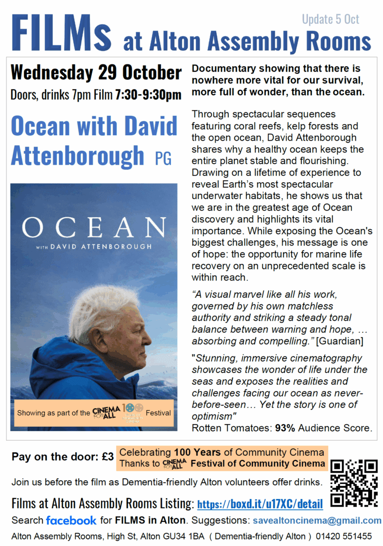 Film “Ocean with David Attenborough” at Alton Assembly Rooms – Alton ...